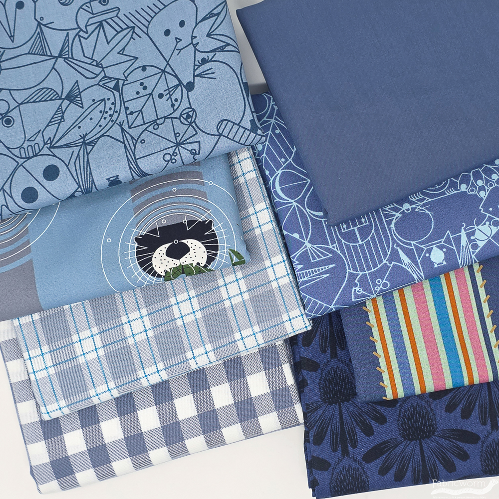 Shoreside Fabricworm Custom Bundle – Navy and Grey Blue Quilting Cotton